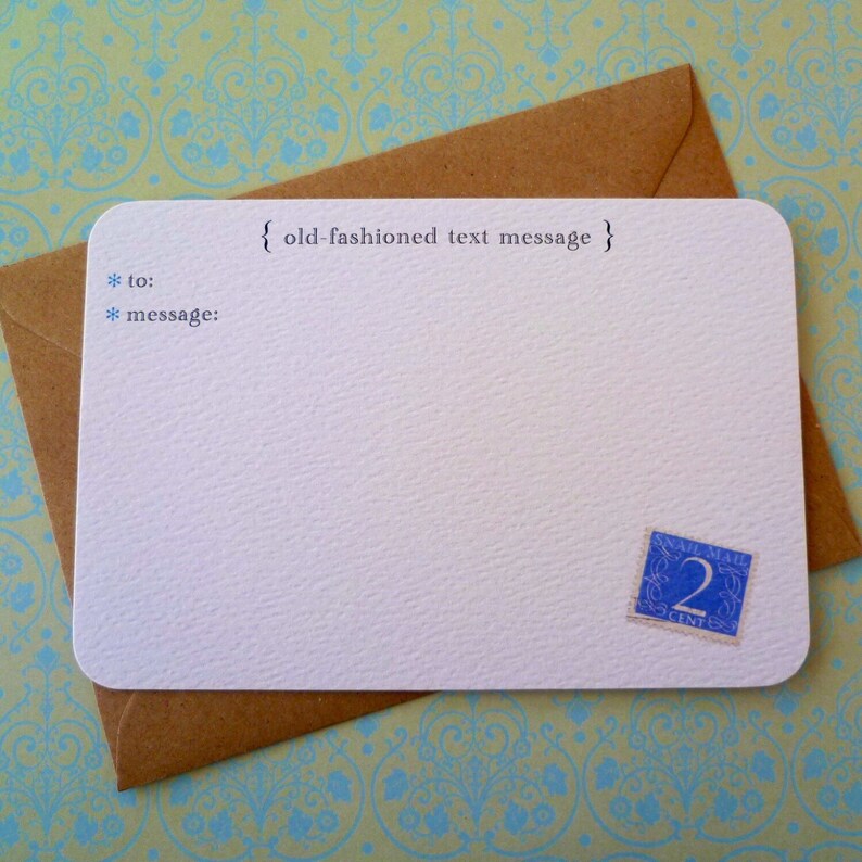 Old Fashioned Text Message Pack of 6 Notecards Penpal writing | Etsy
