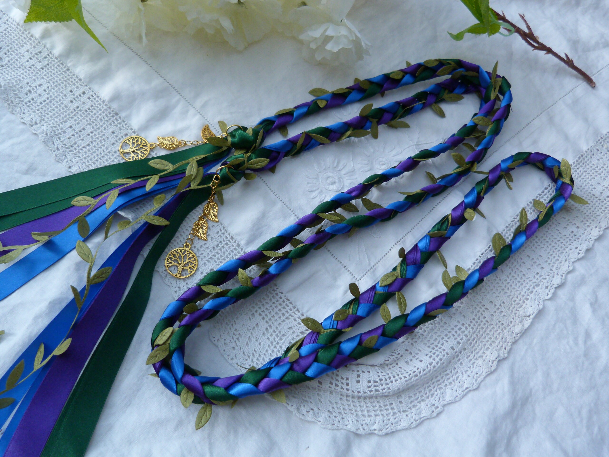 Green Leaf Handfasting Wedding Binding Cord Royal Blue Deep - Etsy UK