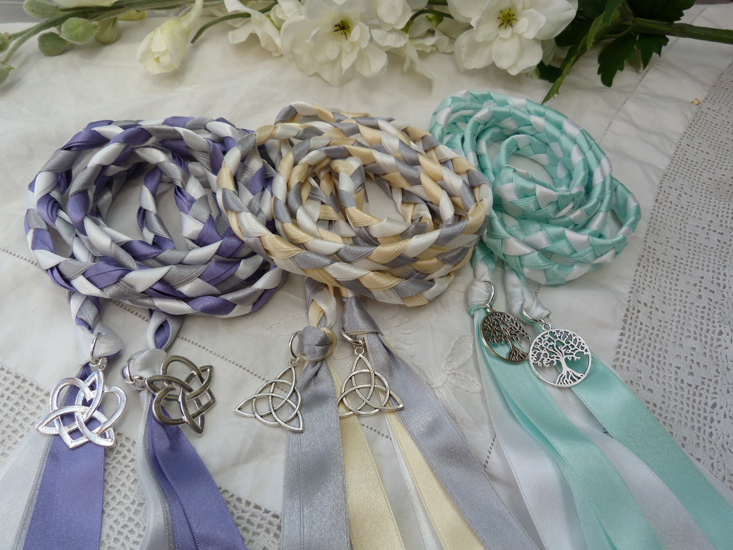CUSTOM Set of 3 Wedding Cords - Choose Your Colours and Charms ...