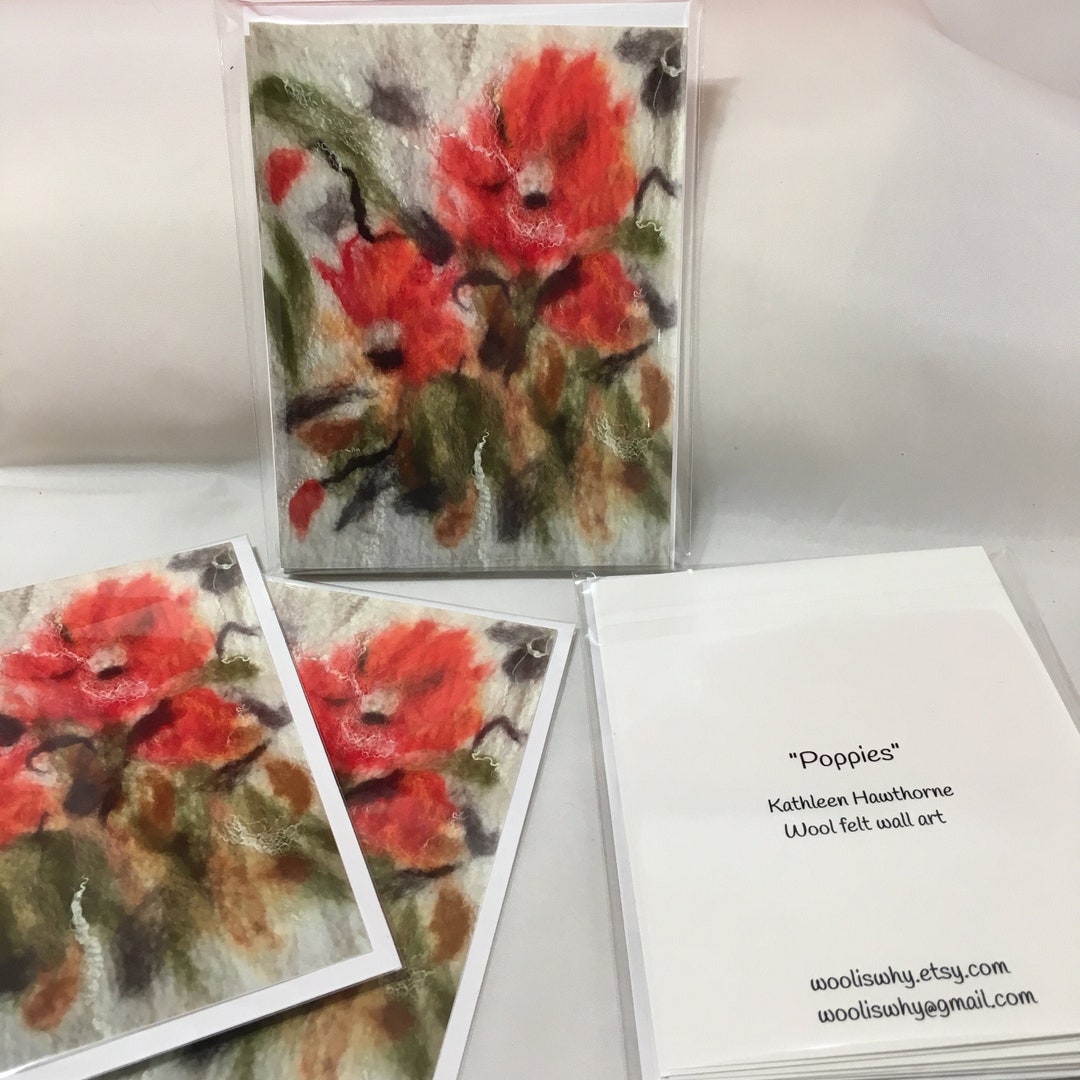 Poppy Art Greeting Cards 4-pack, Blank Inside - Etsy