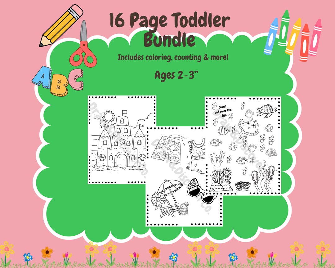 Toddler Summer Coloring Printable Activity Pack | Ages 2–3 | 16 Pages ...