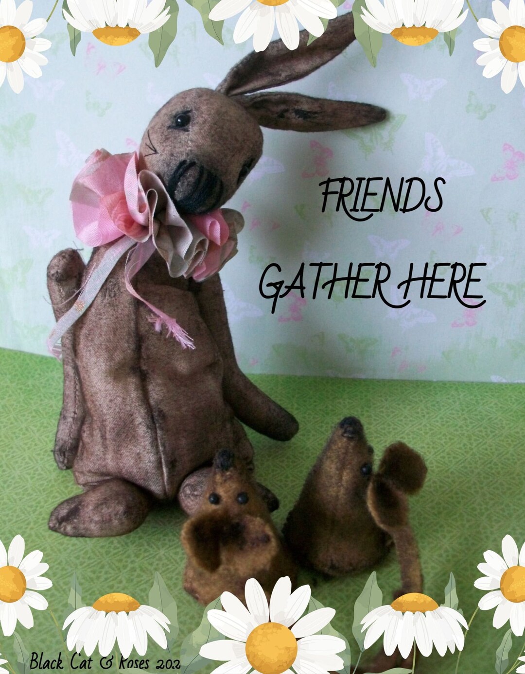 Instant Download Primitive Rabbit & Mice 'FRIENDS GATHER HERE' - Etsy