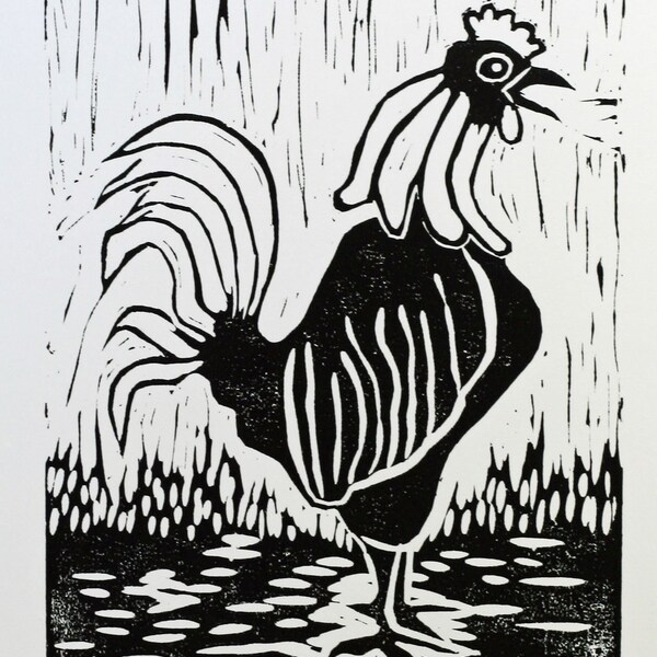 Chicken Linocut - Etsy