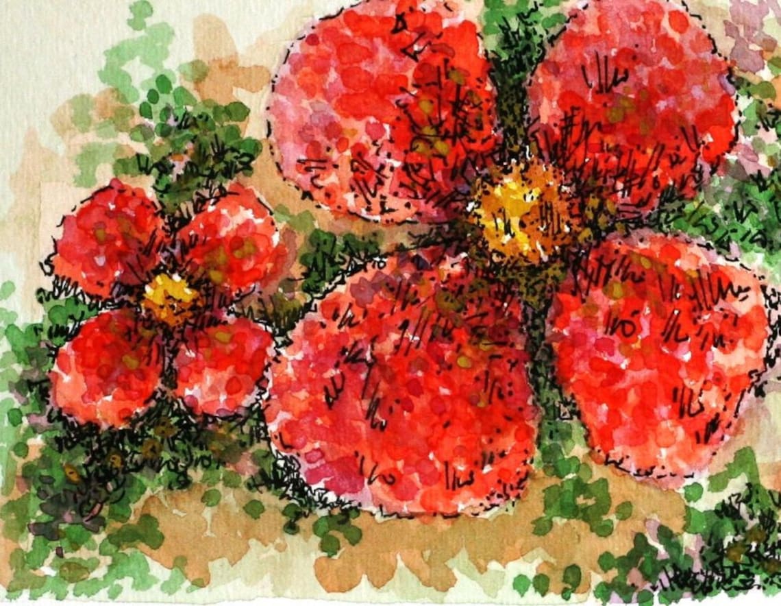 Floral Pointillism Painting Original Abstract Art Pen and - Etsy