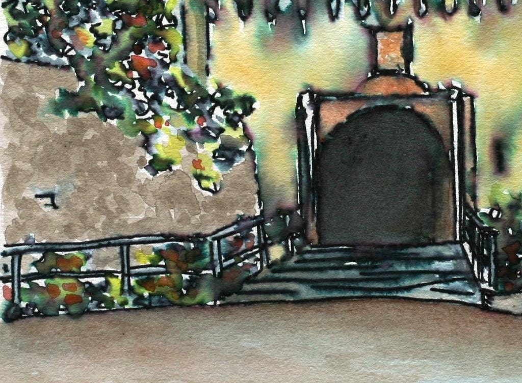 German Castle Painting, Germany Architectural Art, Original Pen and Ink ...