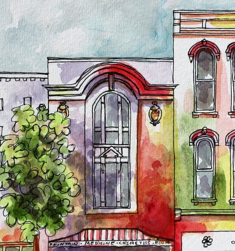 Indiana Urban Storefront Architectural Art, Pen and Ink With Watercolor ...