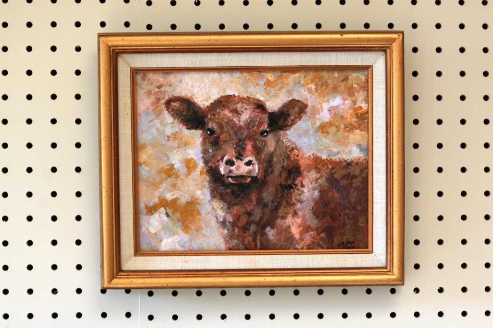 Brown Calf Acrylic Painting, Red Cow Art 10x8 Rural Western Cattle Art ...