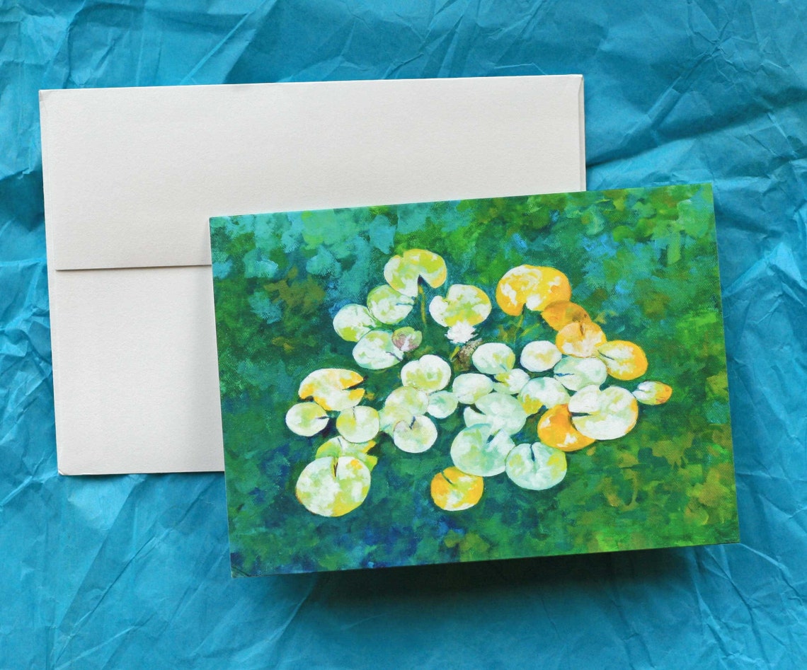 Lily Pad Note Card Set of 3 Blank All Occasion Stationery - Etsy