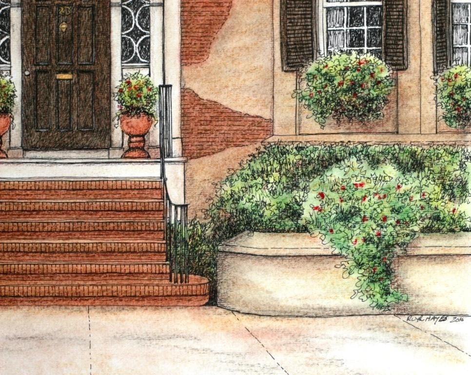 Original Pastel Brown Brick Architectural Art Pen and Ink - Etsy