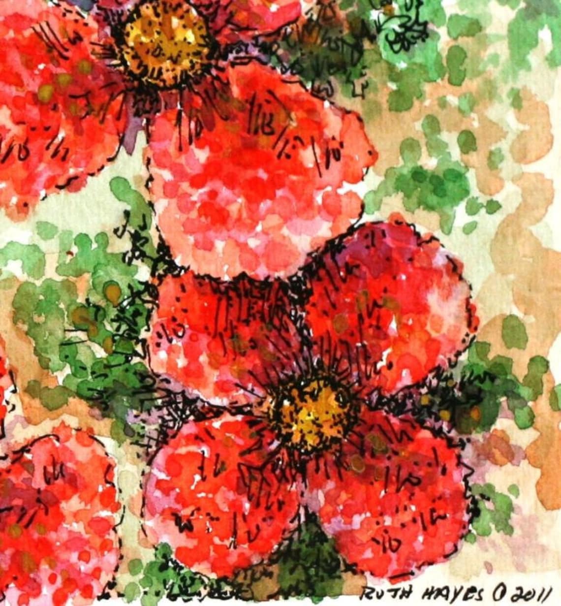 Floral Pointillism Painting Original Abstract Art Pen and | Etsy