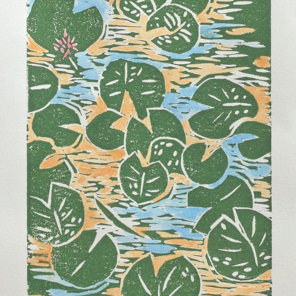 Lotus Linocut - Etsy