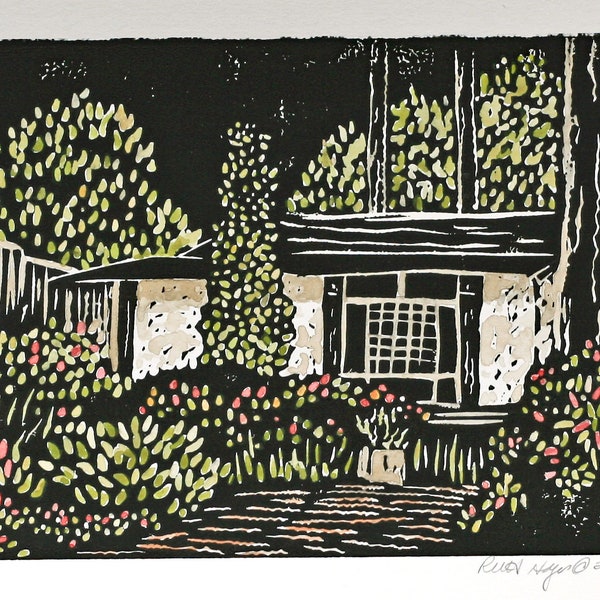 Linocut Landscape - Etsy