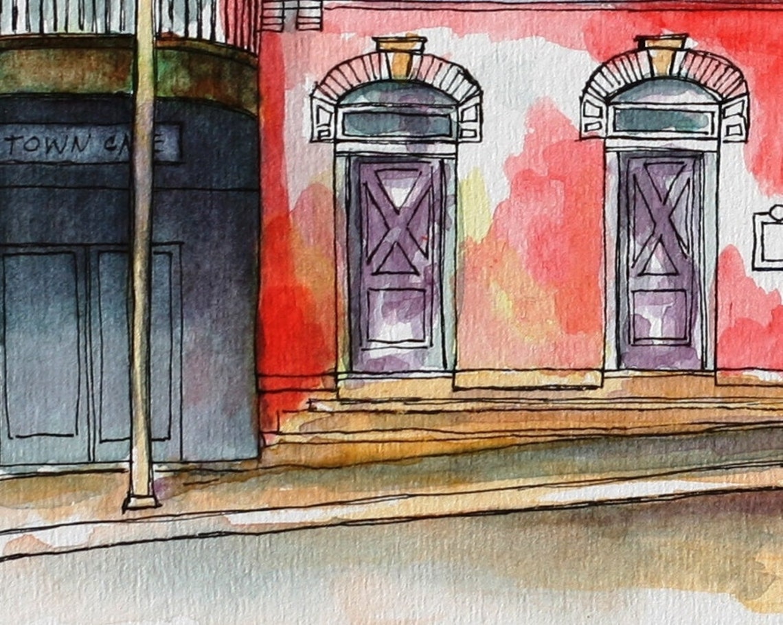 Abstract Western Watercolor Painting Architectural Art Pen - Etsy