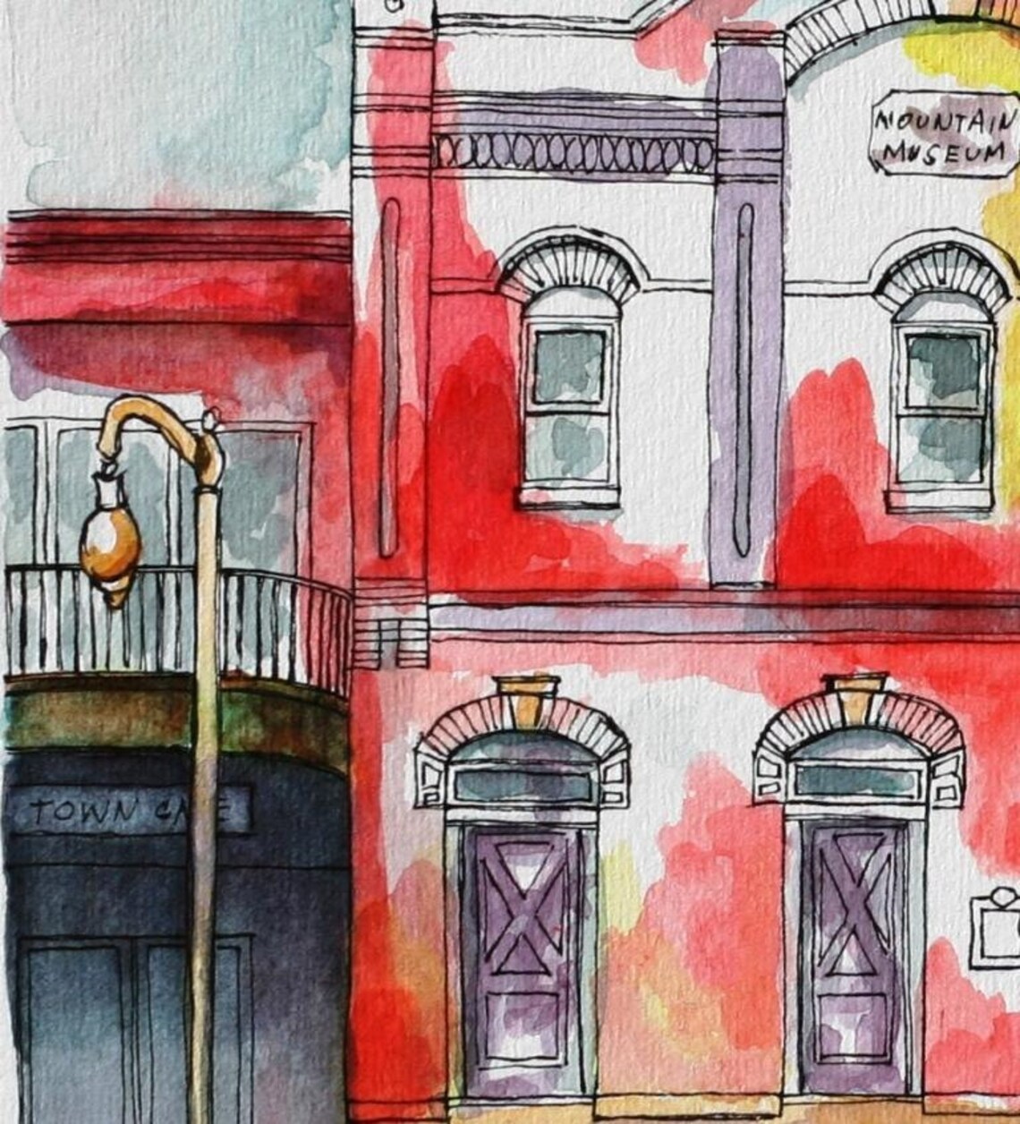 Abstract Western Watercolor Painting Architectural Art Pen - Etsy