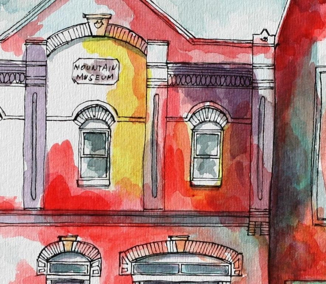 Abstract Western Watercolor Painting Architectural Art Pen - Etsy