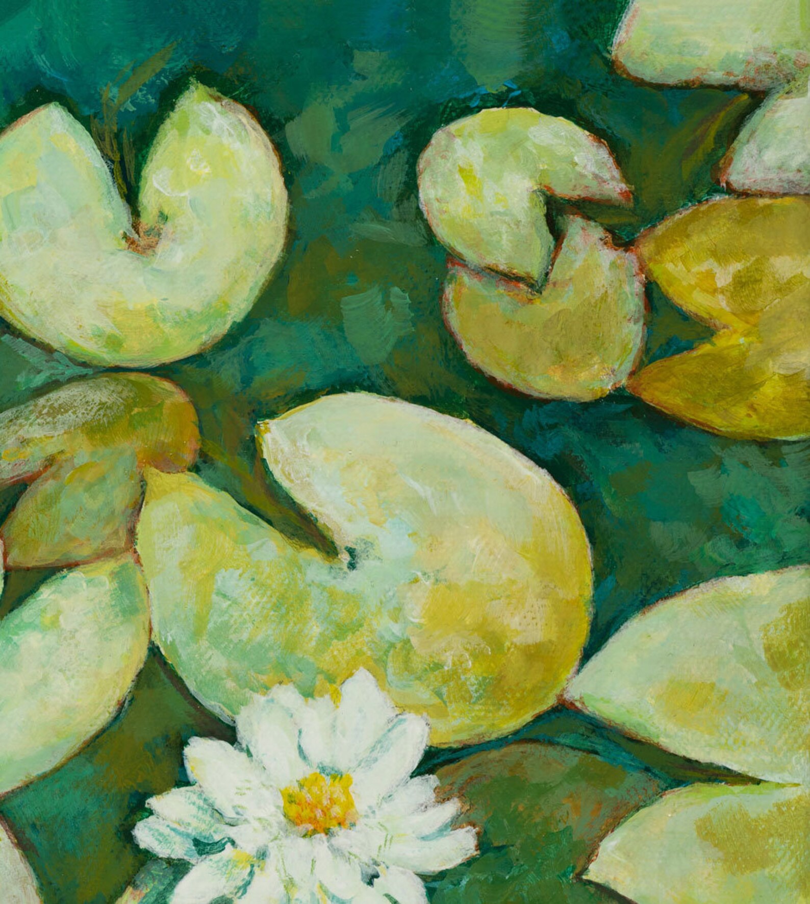 Lily Pad Canvas Painting 8x8 Acrylic Pond Art - Etsy
