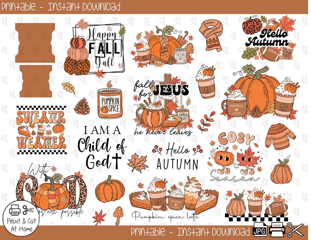 Hello Autumn Fall for Jesus Bible Journaling Printable Stickers - Etsy