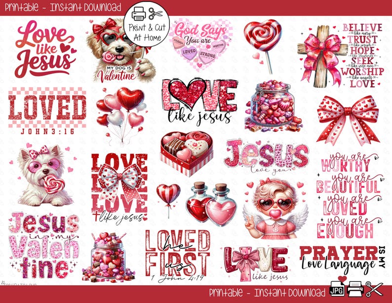 Christian Valentine's Day Stickers – Love Like Jesus, Bible Journaling ...