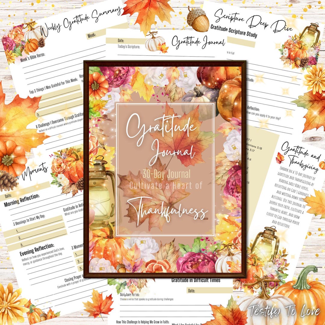 Printable Fall Gratitude Journal - 8.5"x11" - Thanksgiving - Autumn ...