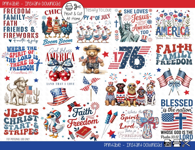 July 4th - Patriotic - Jesus - Freedom - Stars & Stripes - Digital ...