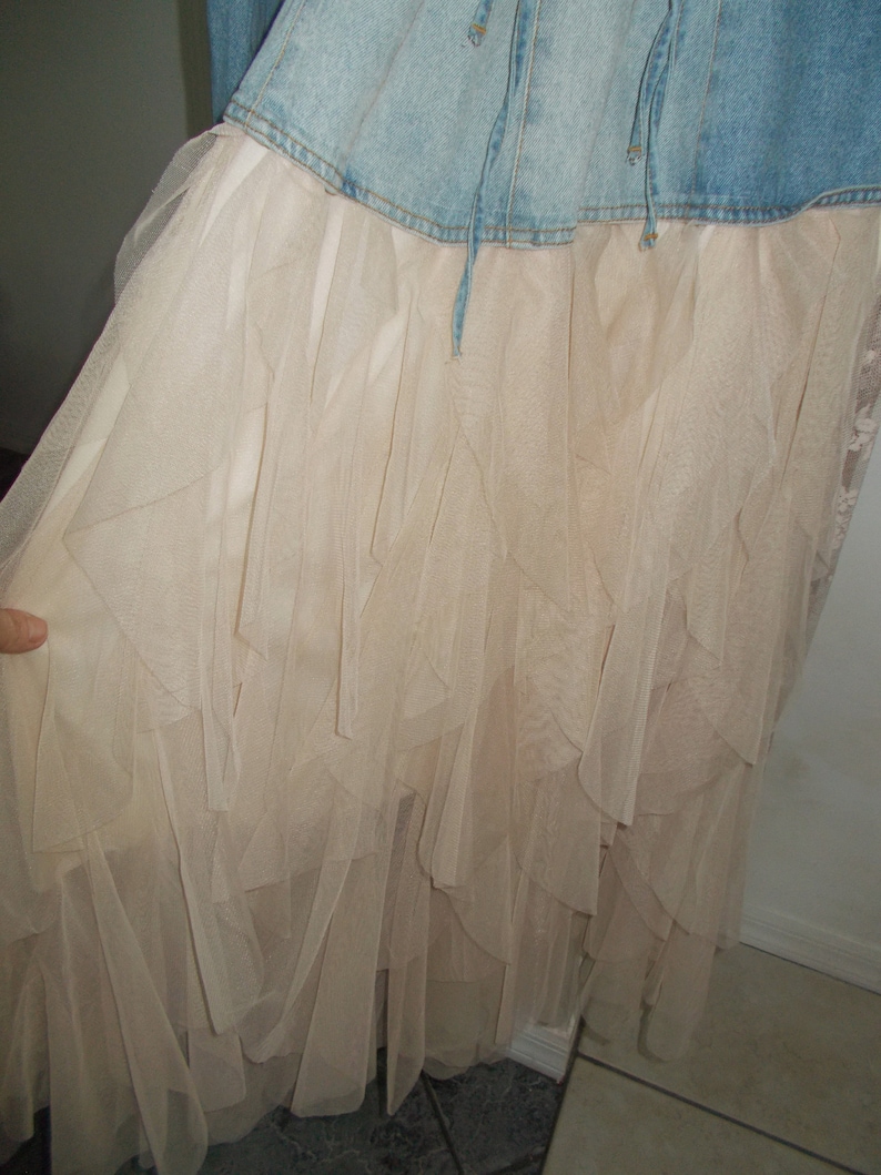Ruffle Size 8 Peplum Corset Denim Jacket Duster Antique French Beige ...