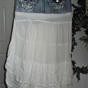 White Lace Ruffle Jean Skirt Antique French Ivory Fairy | Etsy