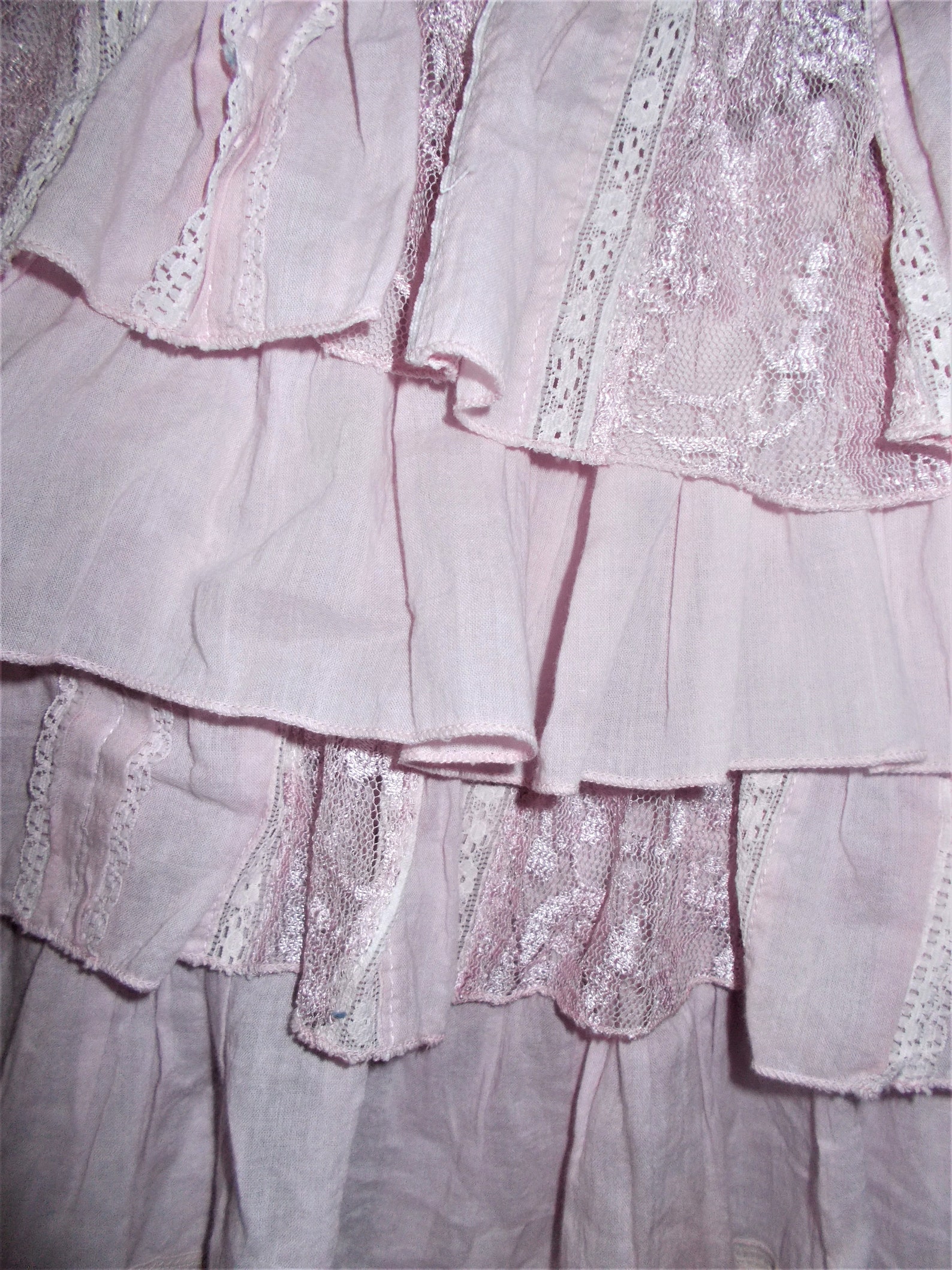 Pink Lace Ruffle Jean Skirt Rose Floral Embroidered Upcycled | Etsy