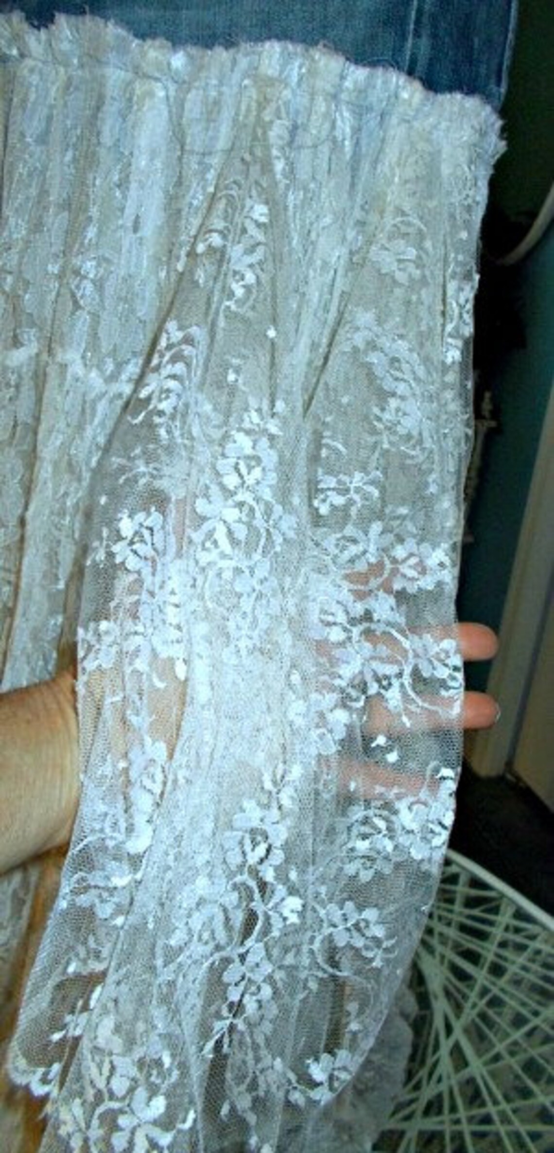 Ruffle Lace Jean Skirt Ivory French Cream Fairy Goddess Beach - Etsy