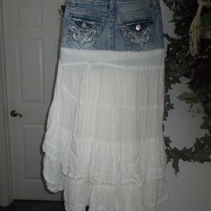 White Lace Ruffle Jean Skirt Antique French Ivory Fairy | Etsy