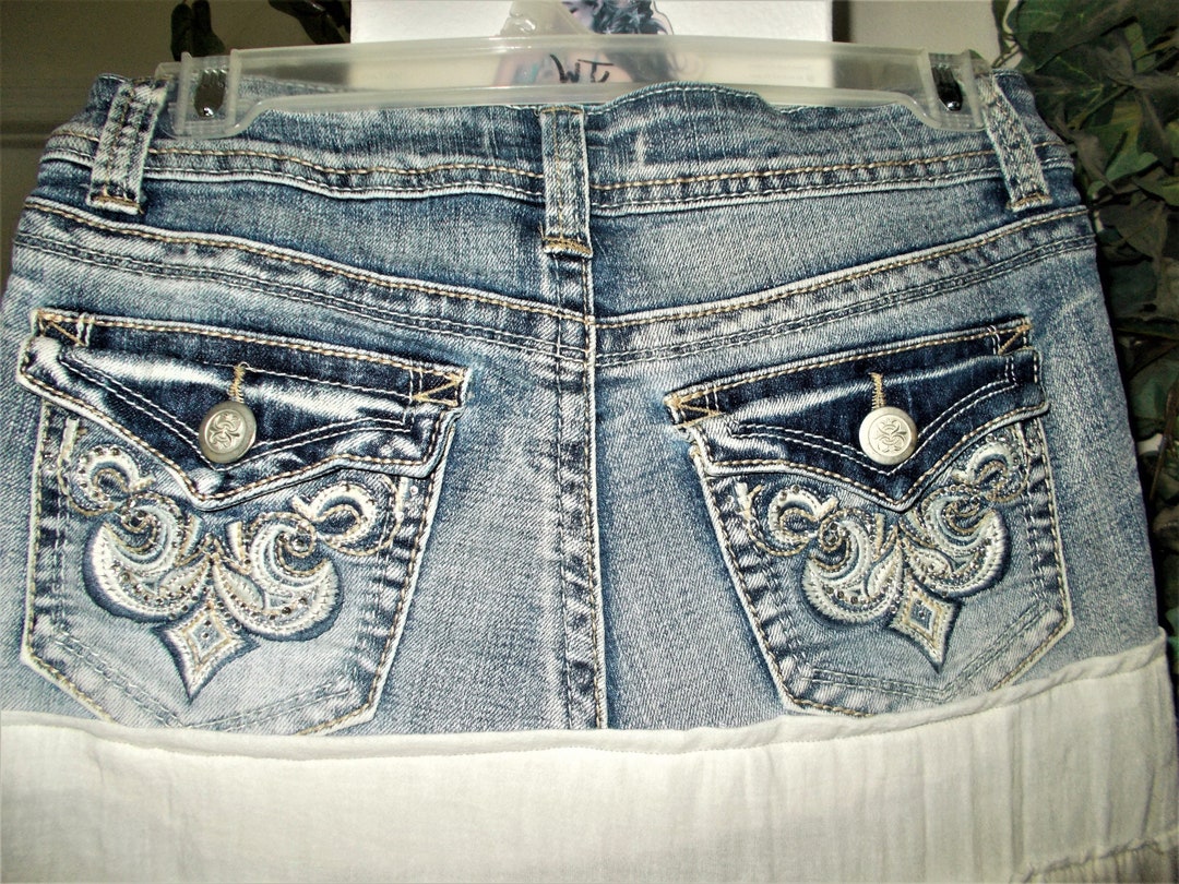 White Lace Ruffle Jean Skirt Antique French Ivory Fairy - Etsy