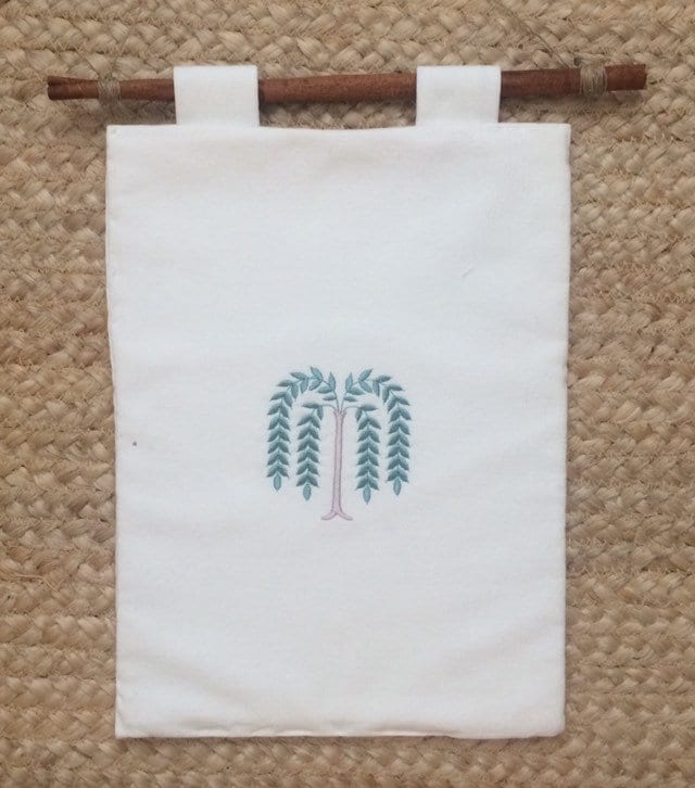 Shaker Style Embroidered Willow Tree on Vintage Linen, Wall Hanging - Etsy