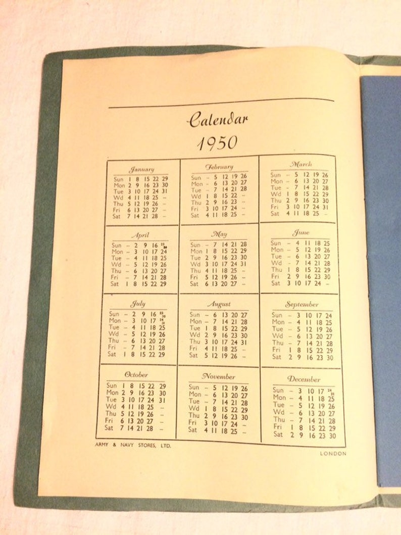 Blotter From 1950 With Year Calendar and Flower Vase Print - Etsy