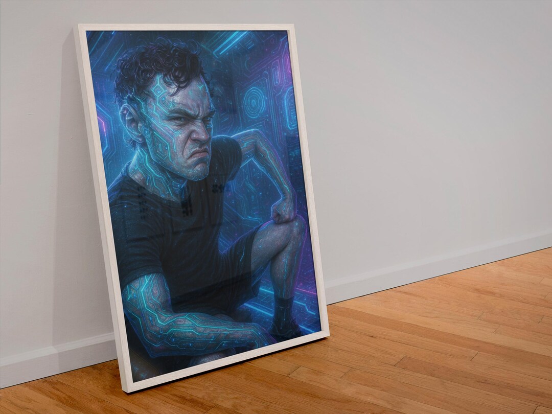 Digital Ragecore – Cyberpunk Masculine Wall Art | Angry Male Portrait ...