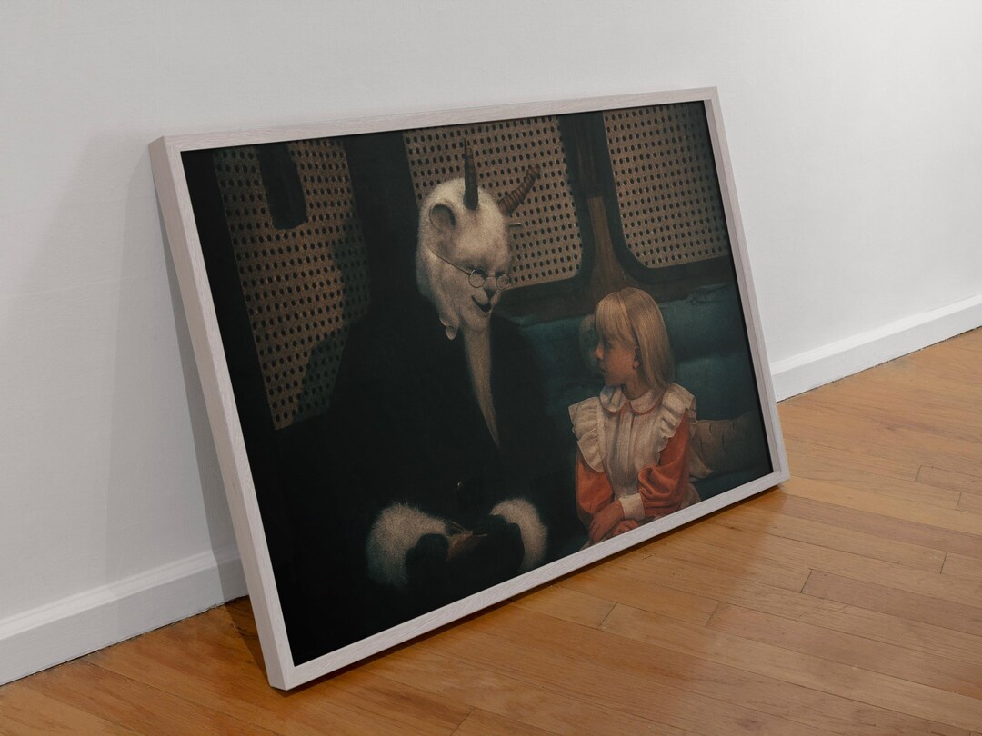 Goat Demon With Child on Train – Liminal Whimsigothic Digital Art ...