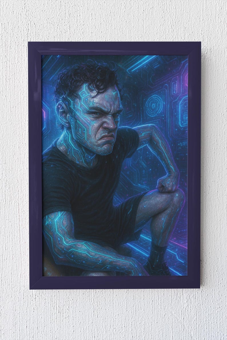 Digital Ragecore – Cyberpunk Masculine Wall Art | Angry Male Portrait ...
