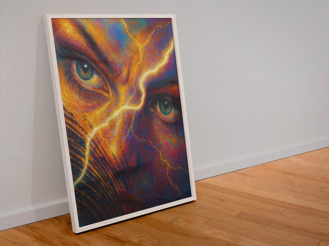 Surreal Eye Lightning Art Print | Psychedelic Face Digital Wall Art ...