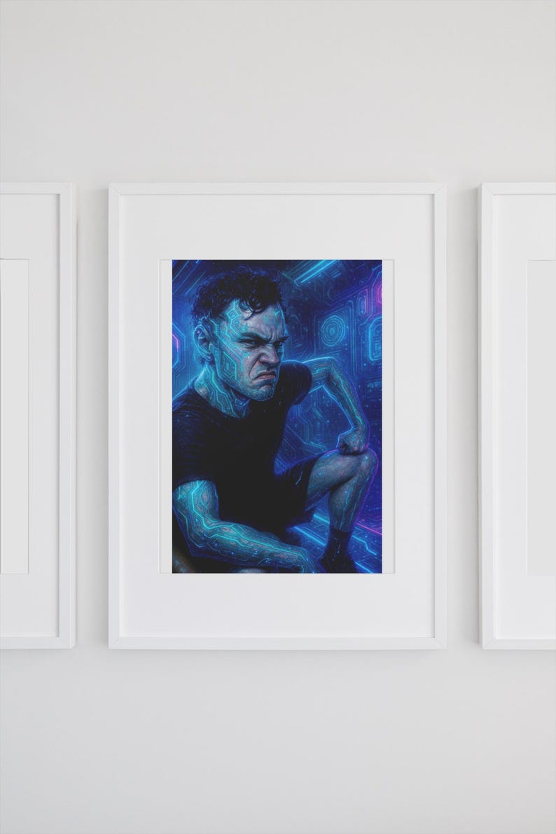 Digital Ragecore – Cyberpunk Masculine Wall Art | Angry Male Portrait ...