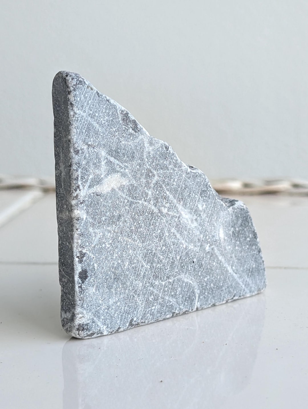Wedge-shaped Grey Beach Stone Sculpture – Raw Natural Triangle Rock ...
