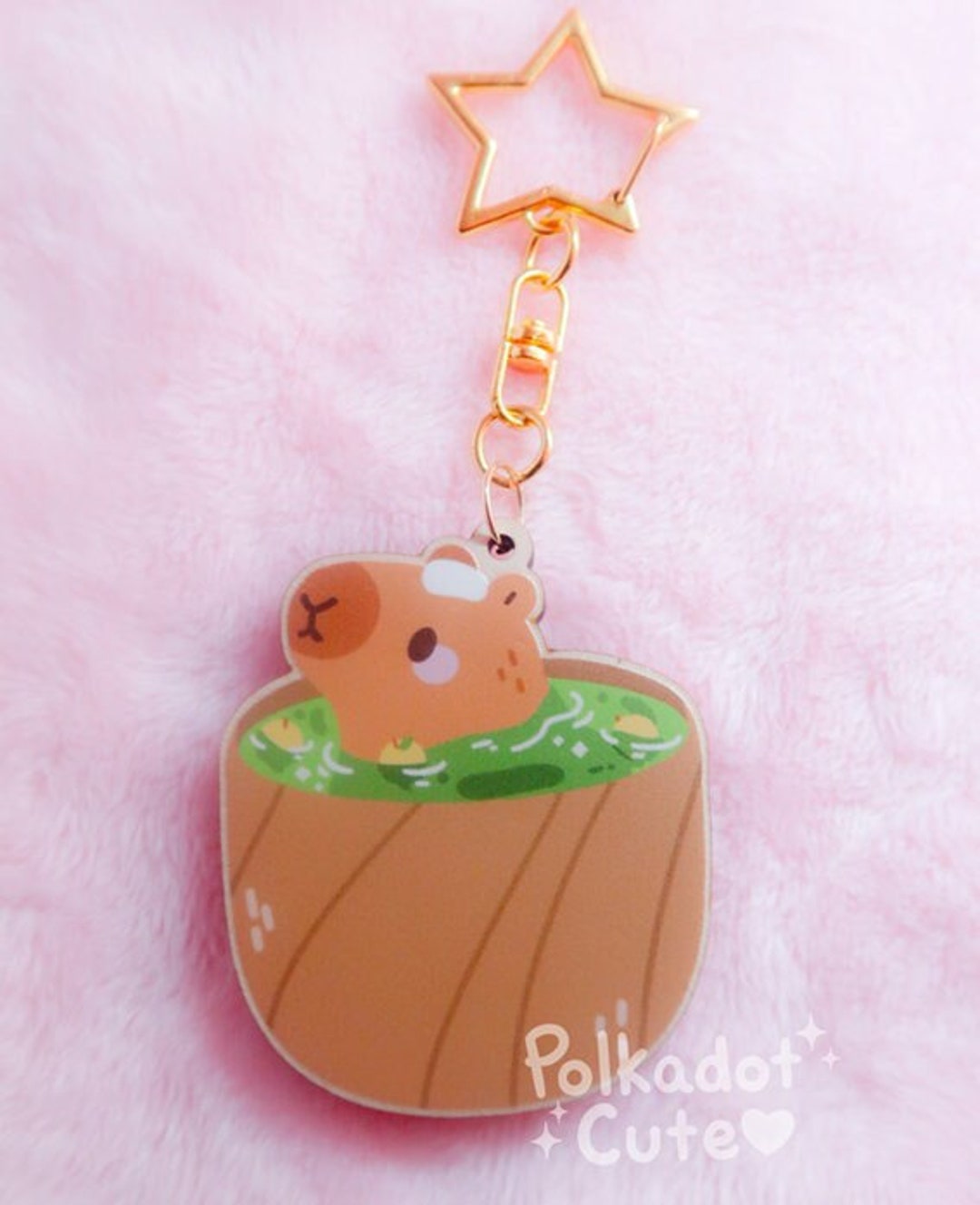 Kawaii Capybara Matcha | Kawaii Bag Charm | Responsibly Sourced Wood ...