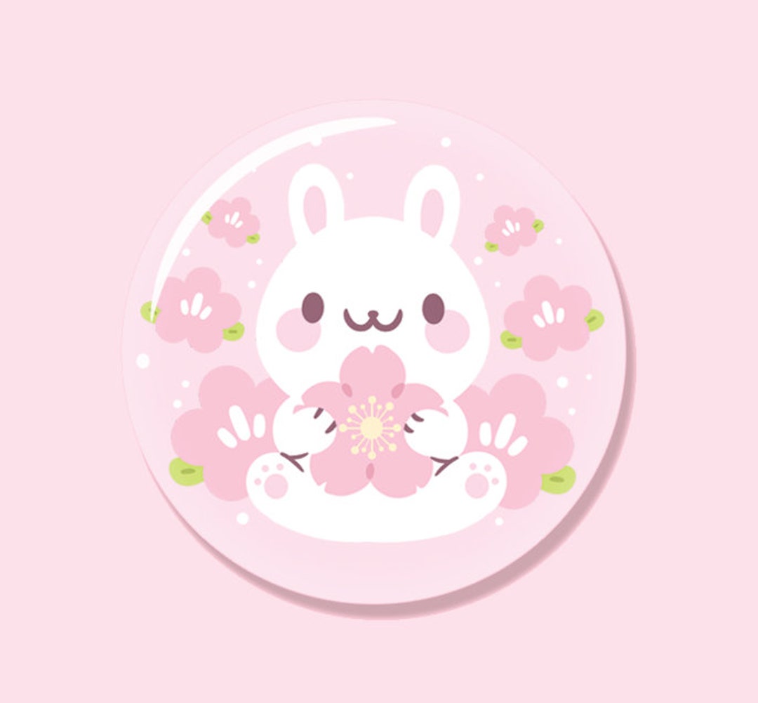 Sakura Bunny 1.5 Button - Etsy