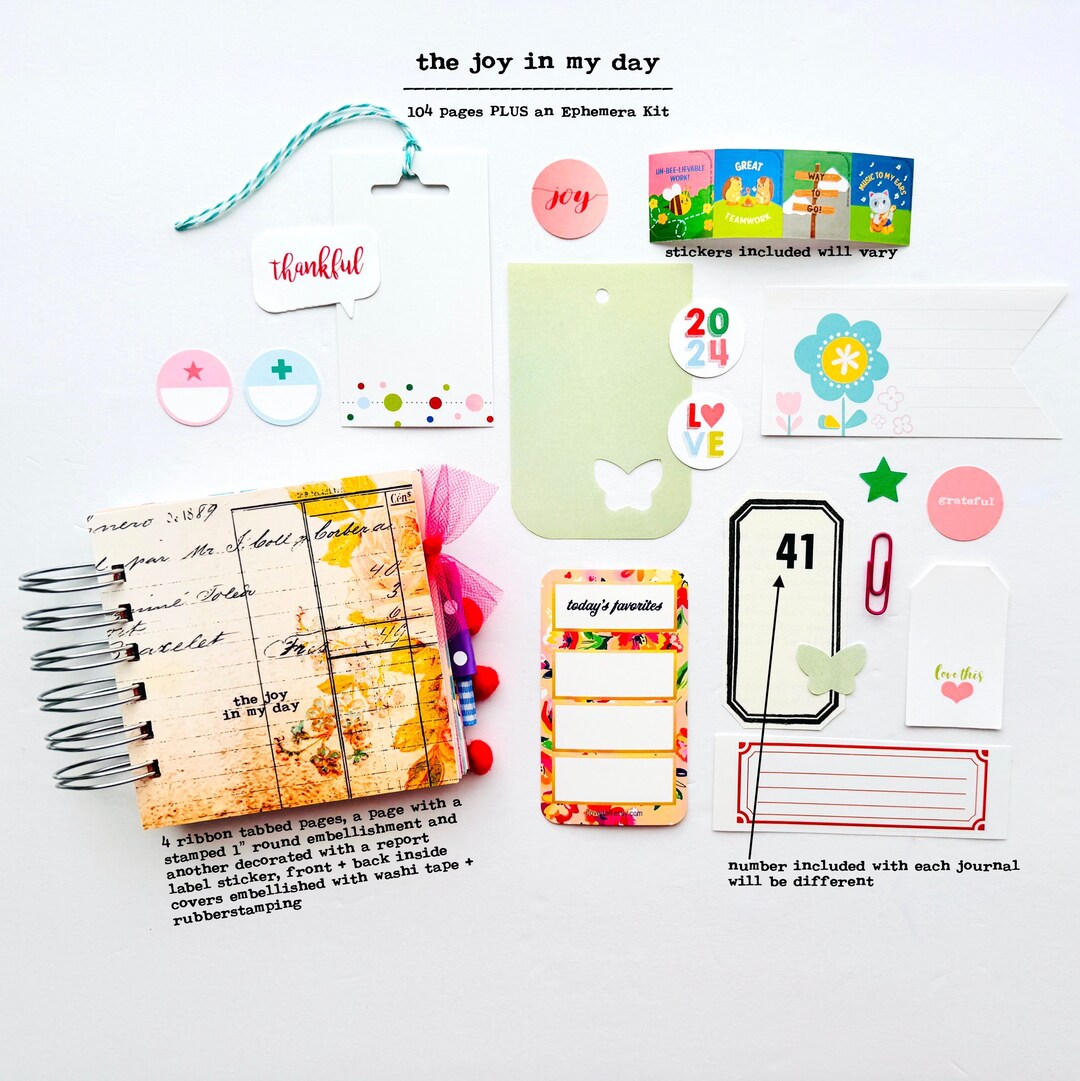 The Joy in My Day Mixed Paper Mini Book Journal Craft Kit Ephemera ...