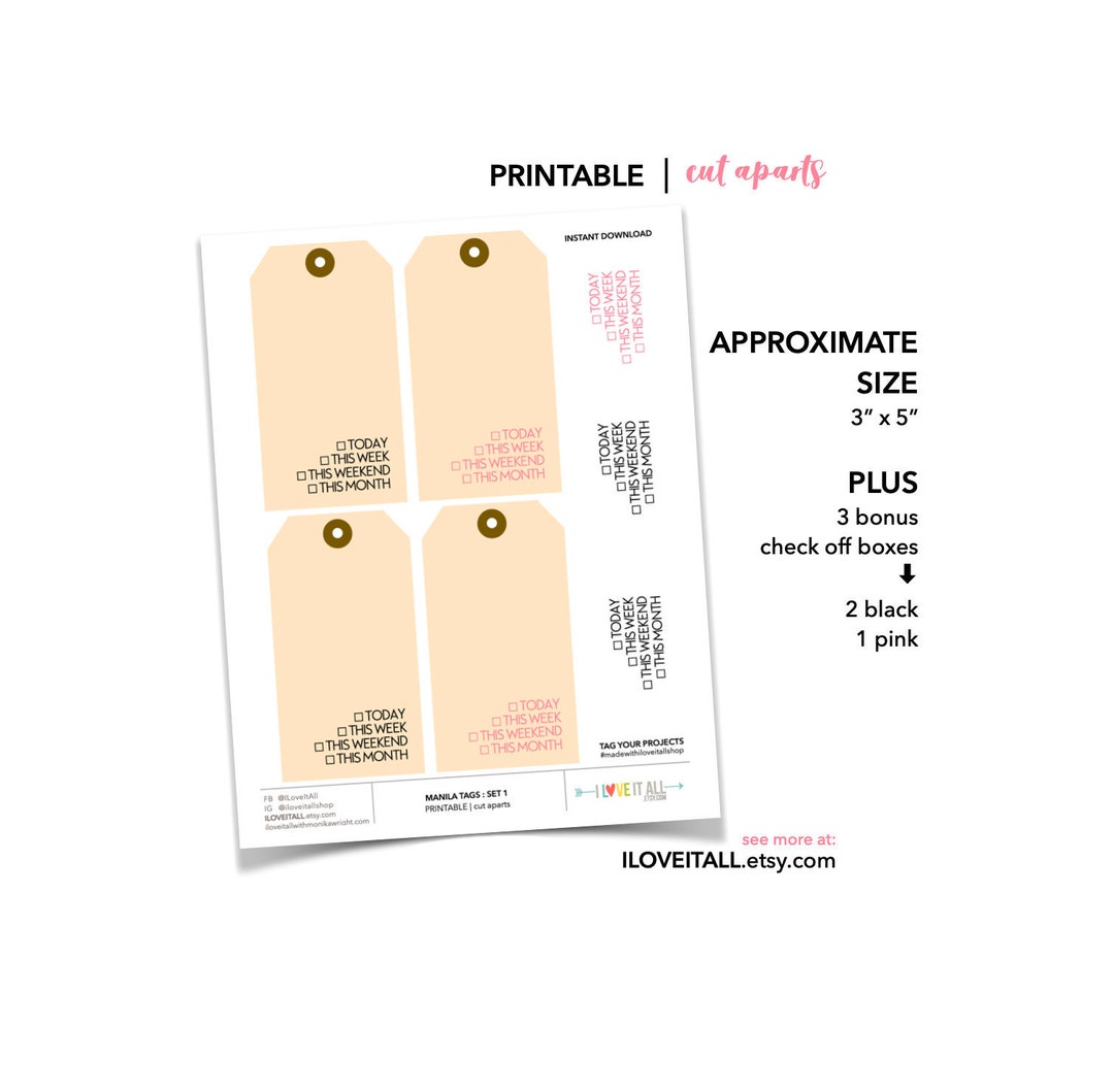 Manila Shipping Tag Printable: Journaling Ephemera (digital Kit) - Etsy