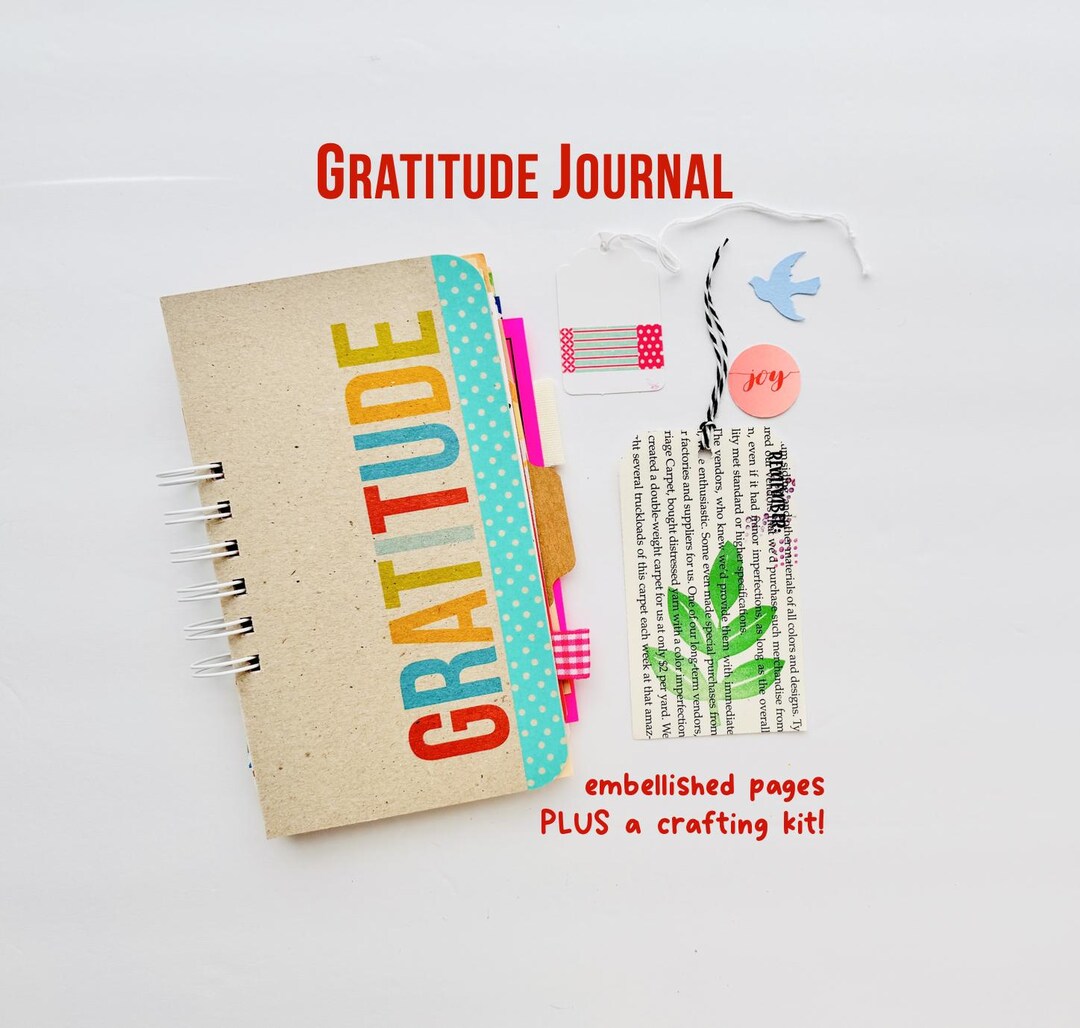 Gratitude Book Spiral Bound Mixed Paper Junk Journal Grateful Handmade ...