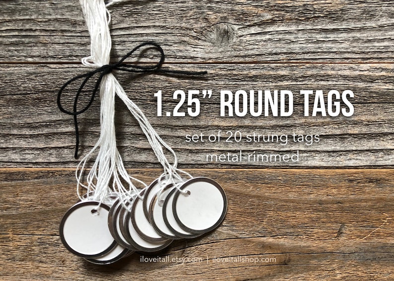 Round Tags 1.25 Metal Rimmed Tags Small Round Tag Tag | Etsy