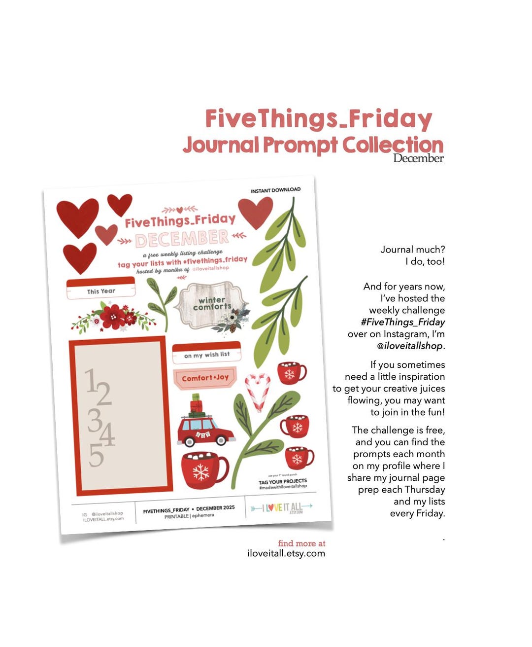 Collage Fodder Ephemera: Five Things Friday Journal Prompts (digital ...