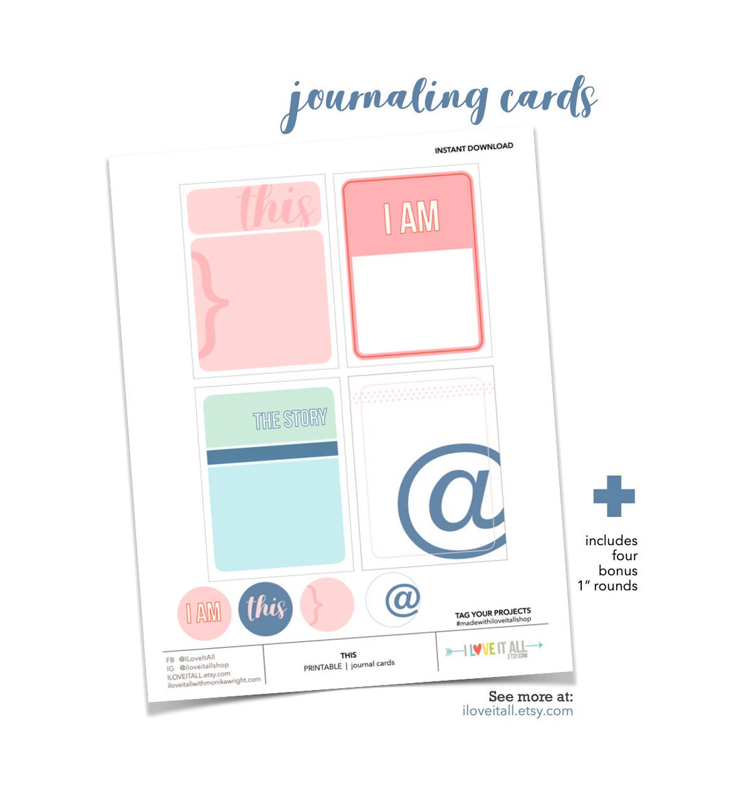 Printable Journal Cards: I AM Story, Paper Ephemera (digital Download ...