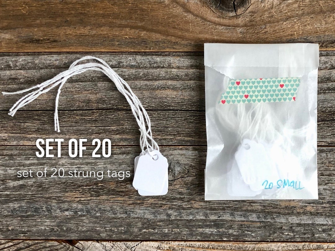 Small White Hang Tag With String Set of 20 Mini Gift Tag Junk Journal ...