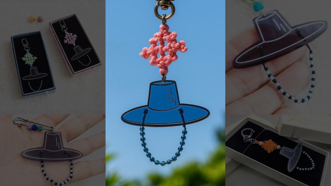 Handmade Korean Gat Keychain – Traditional Knot & Beaded Charm - Etsy
