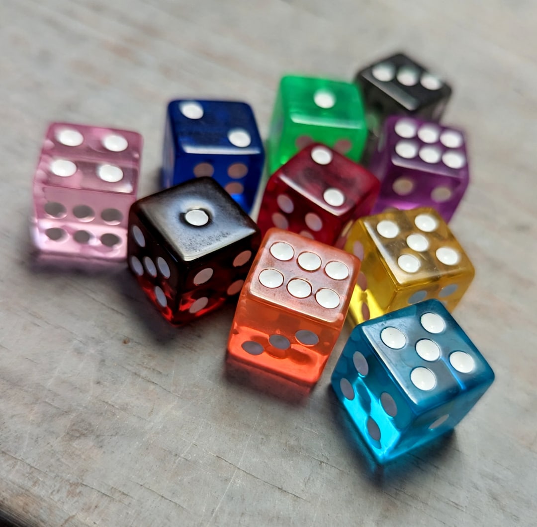 Six Sided Dice Set D6 Multicolor Dice With White Pips 10 Assorted ...