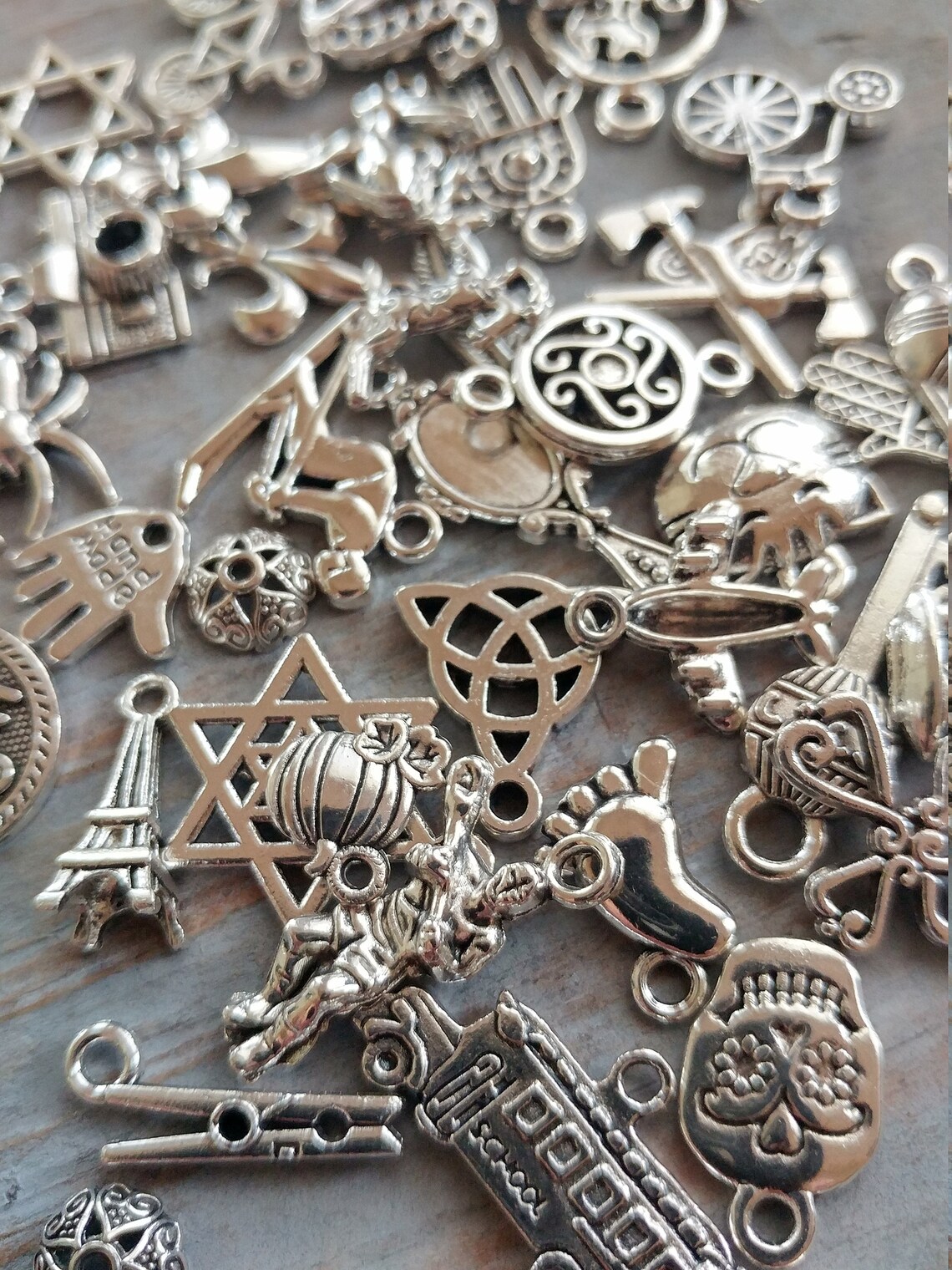 Assorted Charms Rustic Silver 50 Pcs Mixed Random Jewelry - Etsy